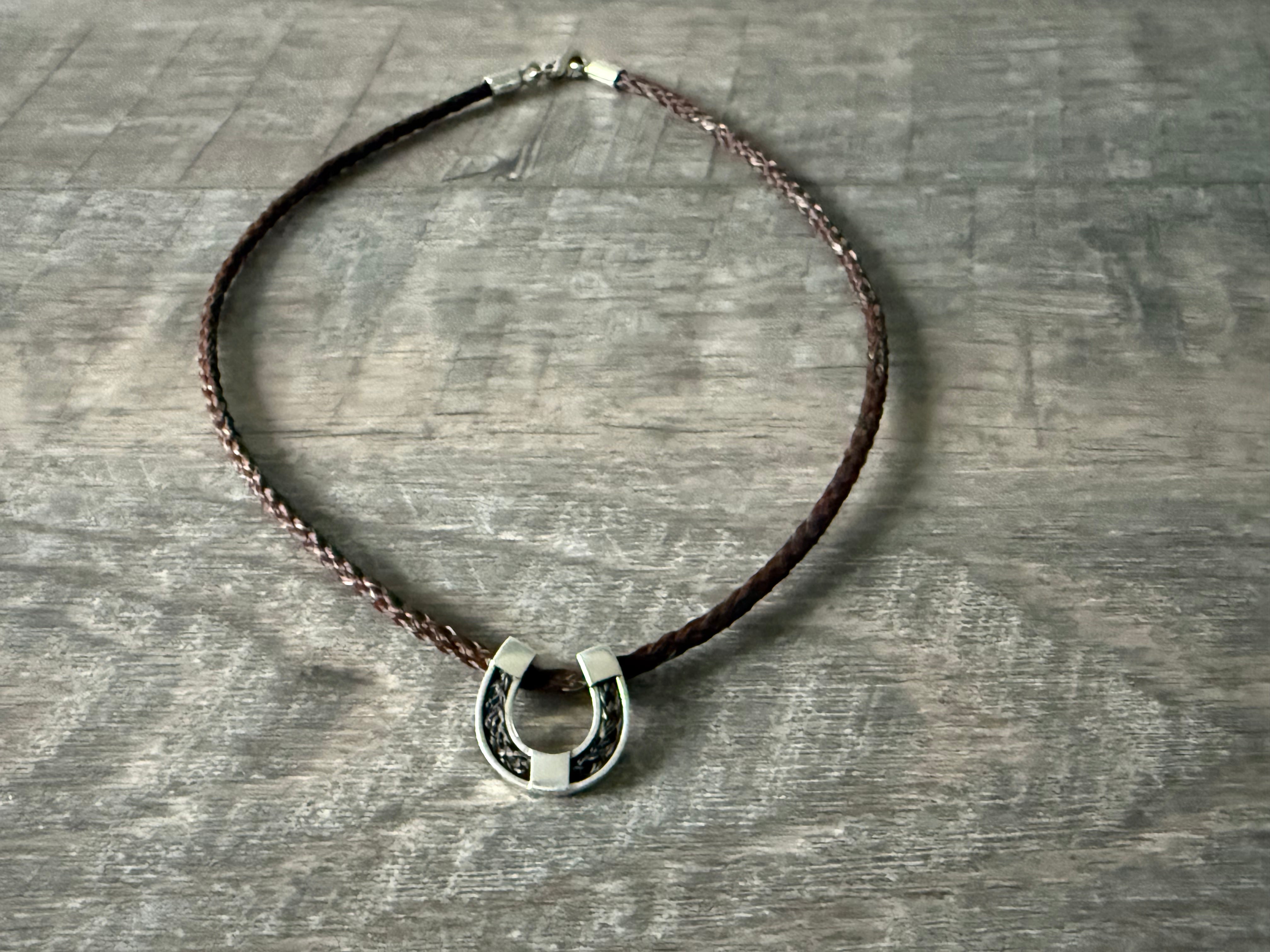 Horseshoe Slider Pendant | Customized Horsehair Jewelry